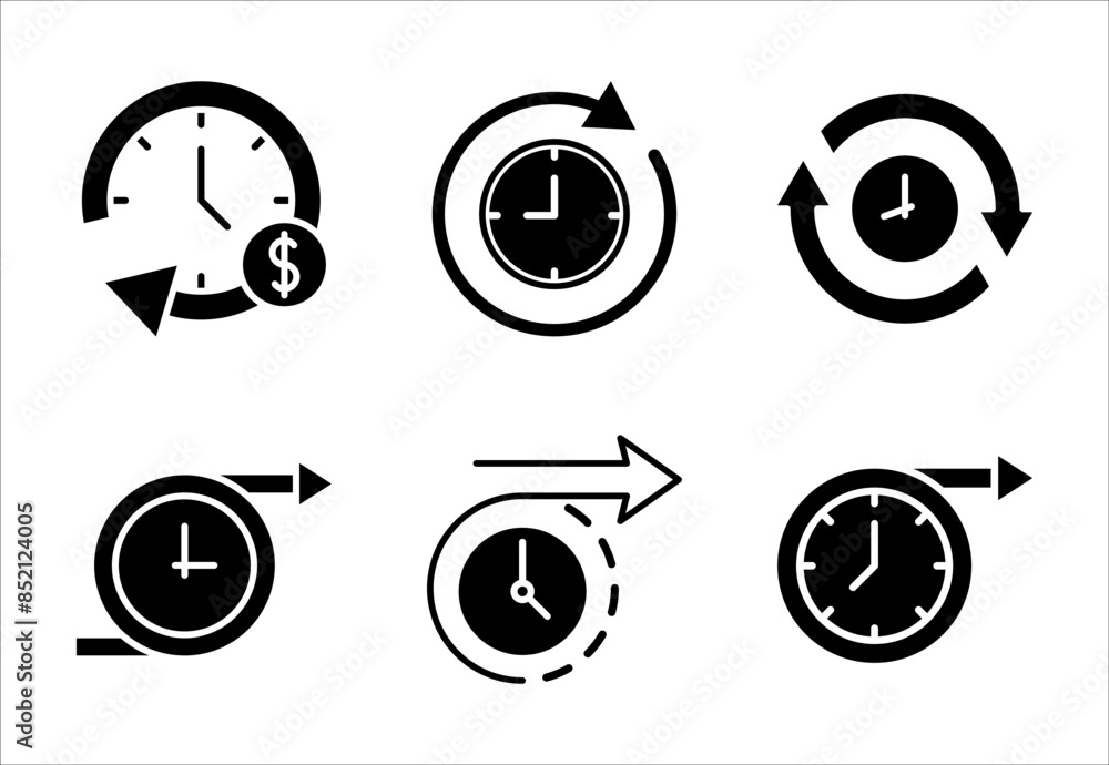 Long term icon set, clock sign, vector illustration on white background ...