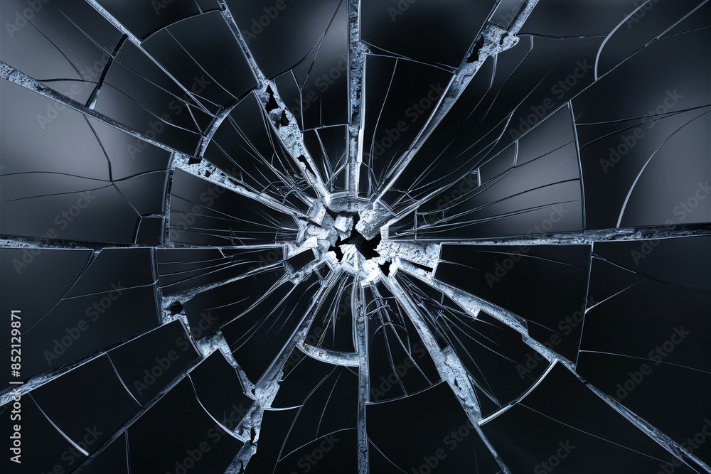 Broken, cracked surface black screen glass effect background design ...