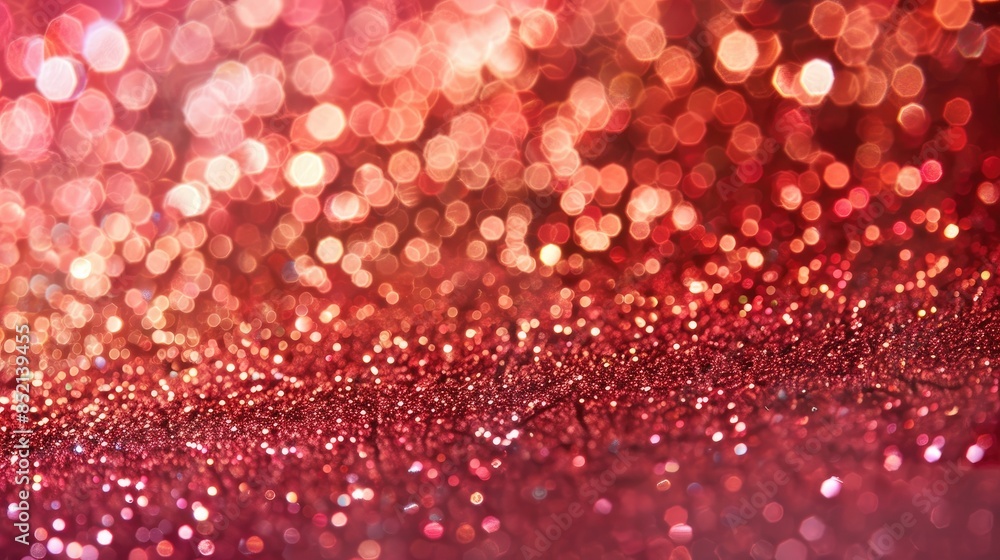 A dazzling rose gold pink and red glitter background sets the stage for ...