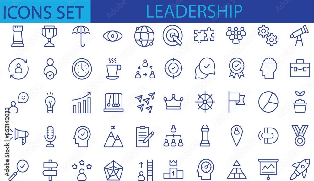 Leadership Line Editable Icons set. Vector illustration in modern thin ...
