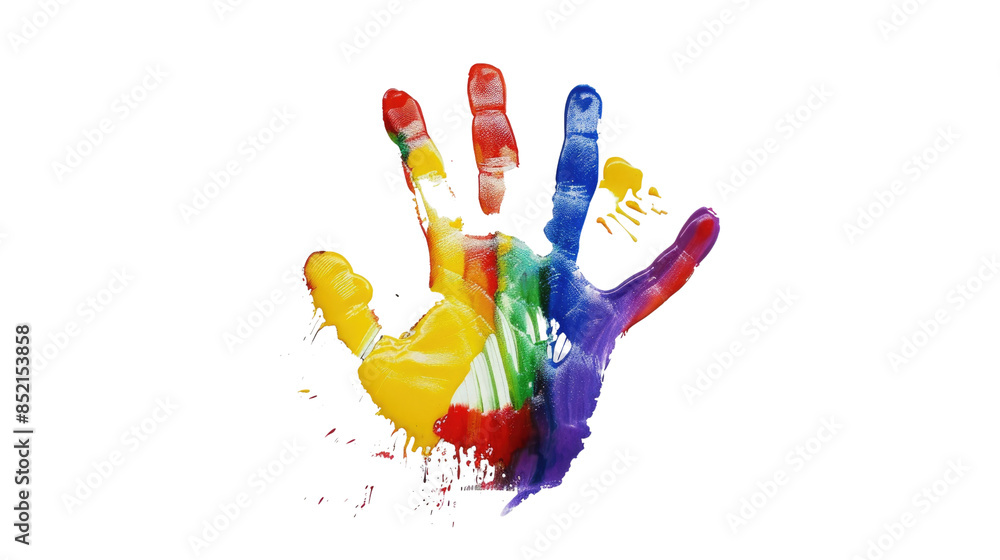 Colorful handprint on a transparent background Stock Photo | Adobe Stock