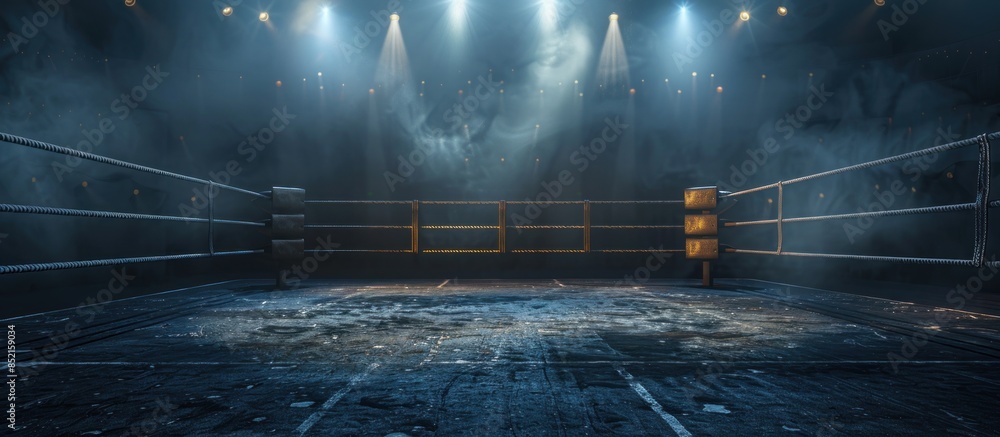 Arena Ring Boxing box sport fight rope night spotlight spotlit view ...