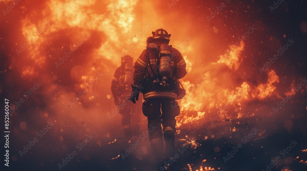 A firefighter carrying an unconscious person out of a burning building ...