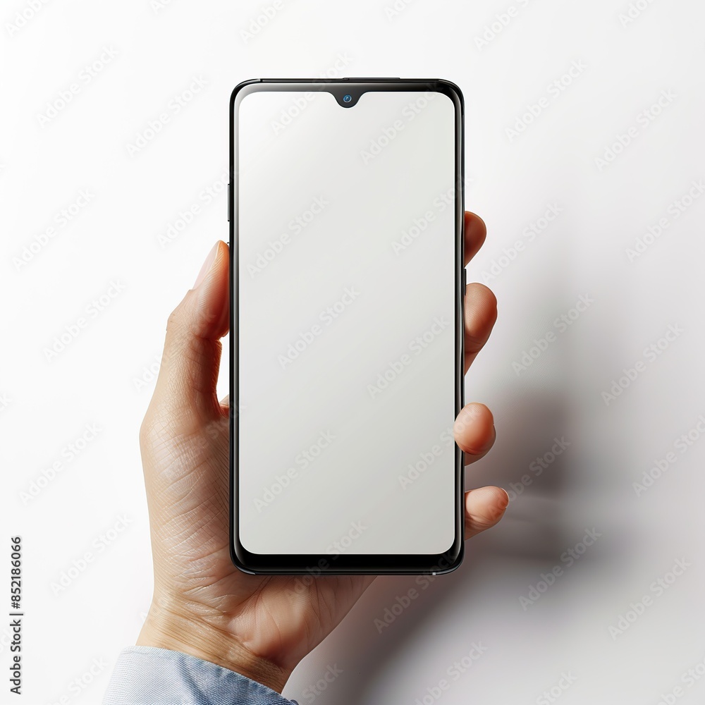 Mockup of Hand Displaying Phone Screen from an Overhead Perspective ...