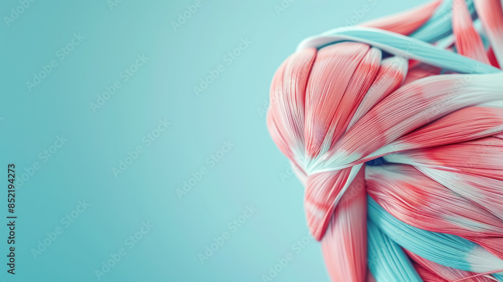 hyper-realistic 3d rendering of shoulder tendons anatomy in vibrant ...