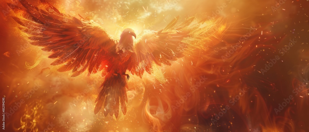 Phoenix bird fire fantasy firebird abstract magic 3D eagle animal ...