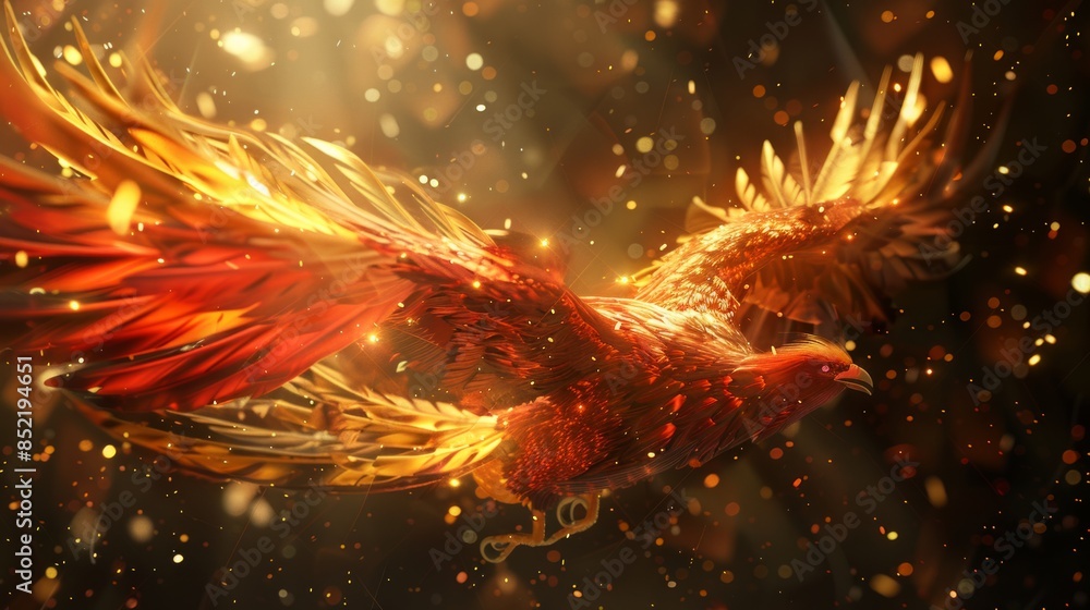 Phoenix bird fire fantasy firebird abstract magic 3D eagle animal ...