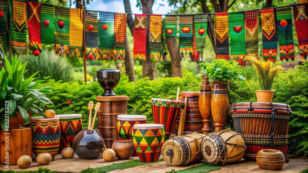 Vibrant colors of african culture adorn a festive outdoor setting with ...
