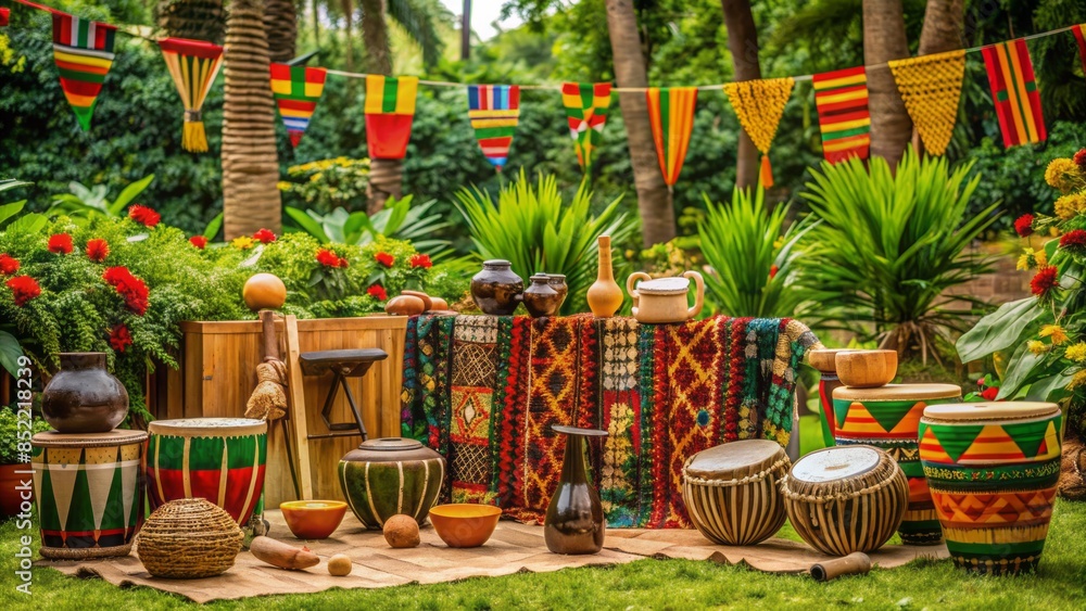Vibrant colors of african culture adorn a festive outdoor setting with ...