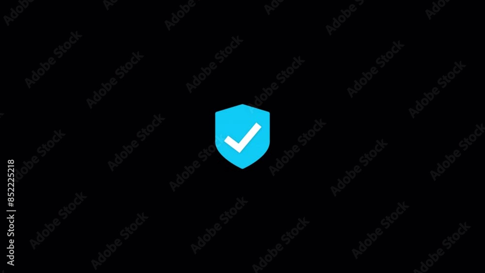 Check mark shield symbol, Shield check mark and wrong mark animation on a transparent background ...