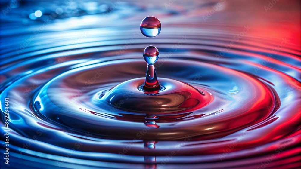 Dynamic Split Water Drop with Red and Blue Halves, Symbolizing Contrast ...