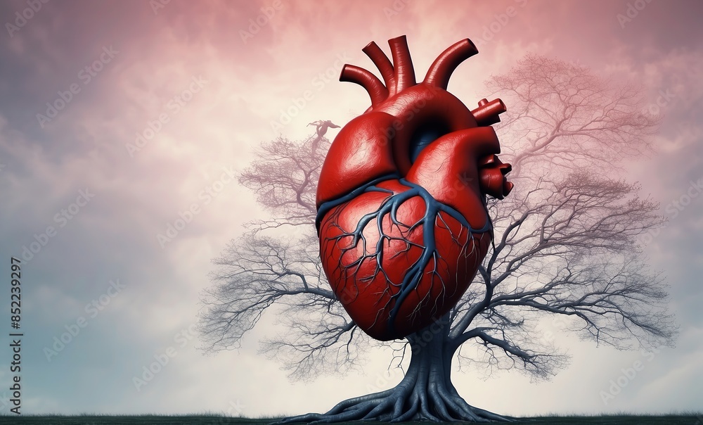 Human heart health concept as a symbol for growing a body organ and the ...