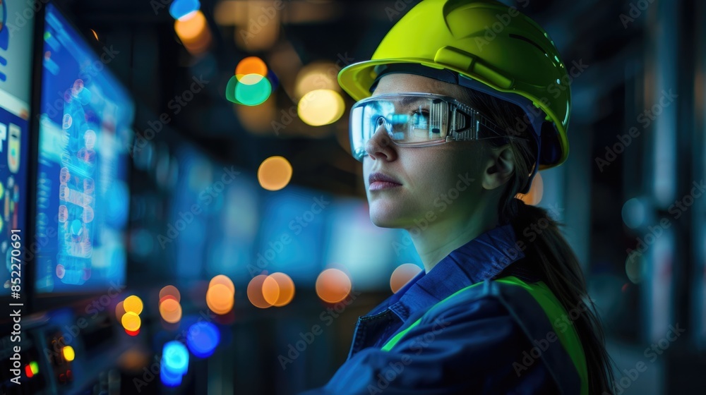 engineer controller team working with data base from Scada system computer screen. Stock Photo ...