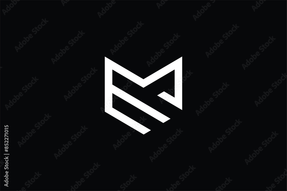 M letter lineart minimalist logo, letter M shield logo, letter MF protection logo, Initial ...