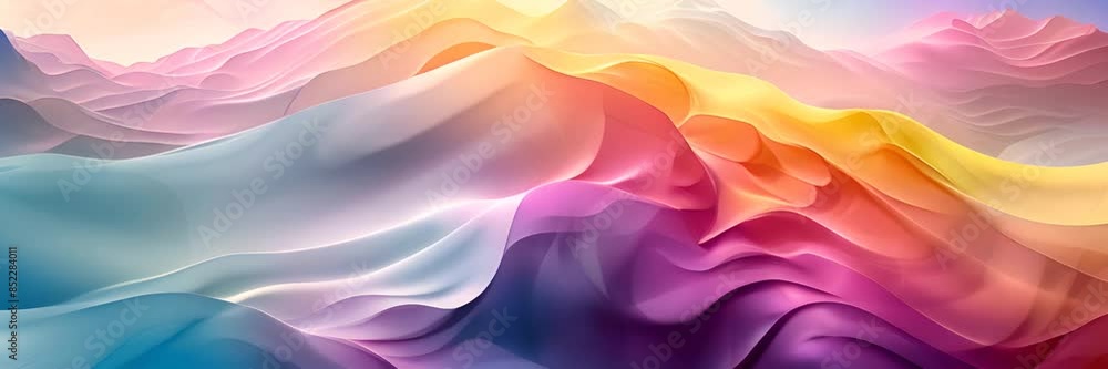 Colorful background with soft abstract waves and smoke, rainbow color ...