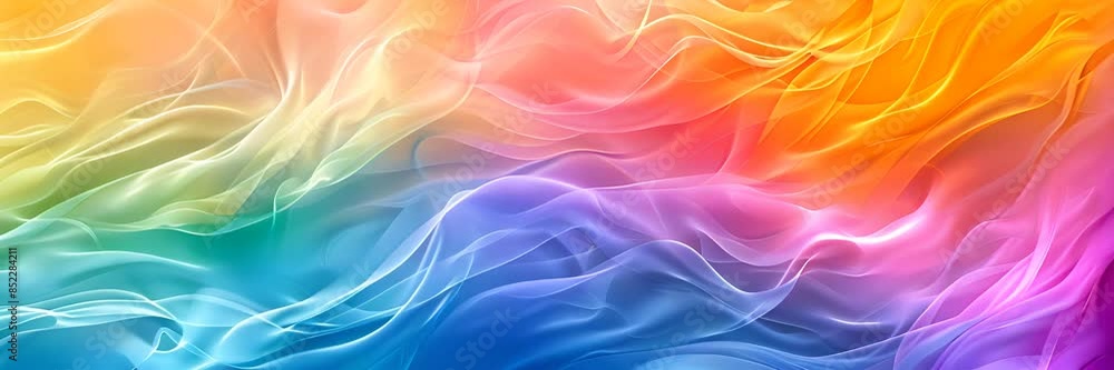 Colorful background with soft abstract waves and smoke, rainbow color ...