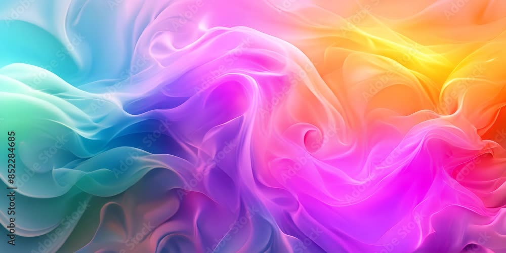 Colorful background with soft abstract waves and smoke, rainbow color ...