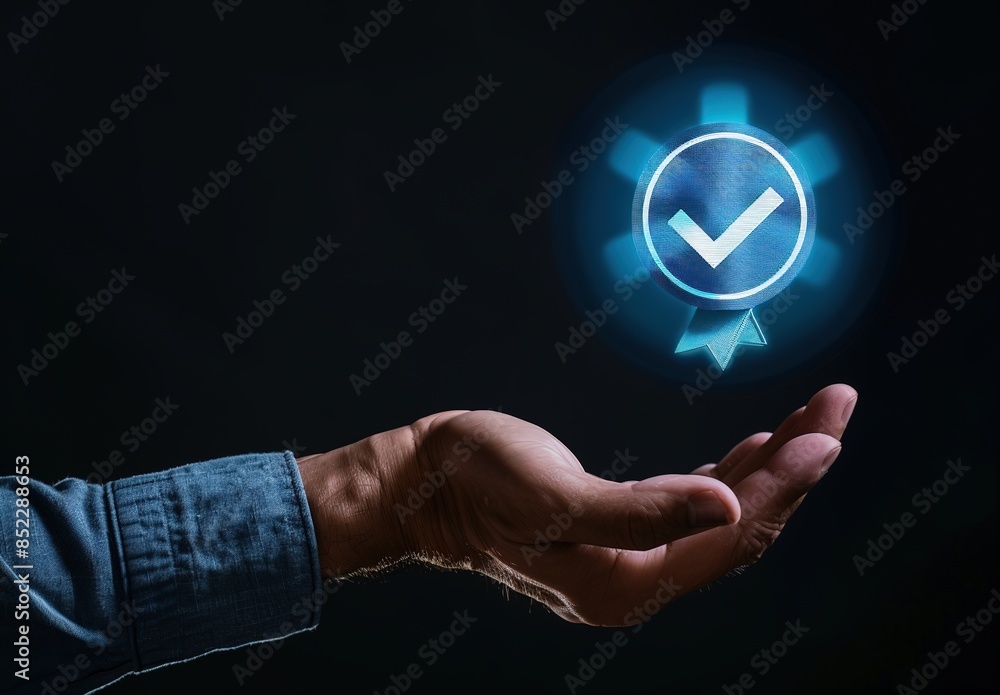 Businessman Holding Icons Representing ISO Quality Control Assurance ...
