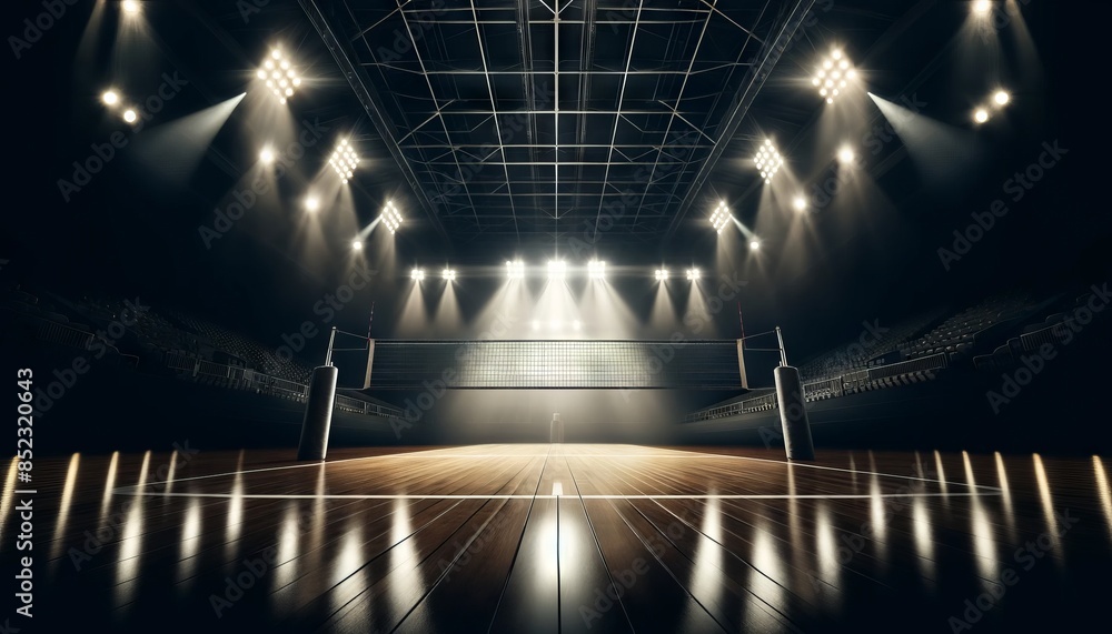 volleyball court with dramatic lighting, creating an intense atmosphere ...