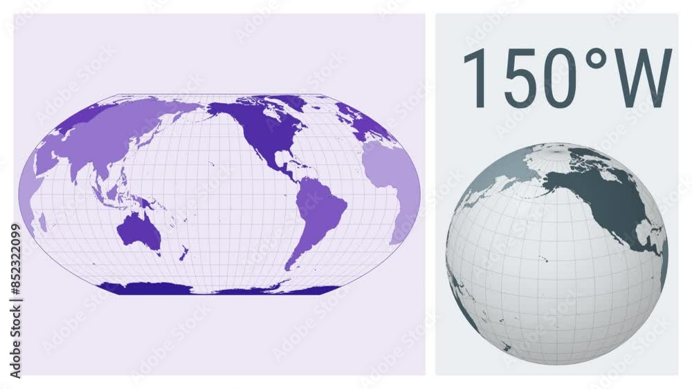 World Map Animation. Wagner IV projection. Colored continents style ...