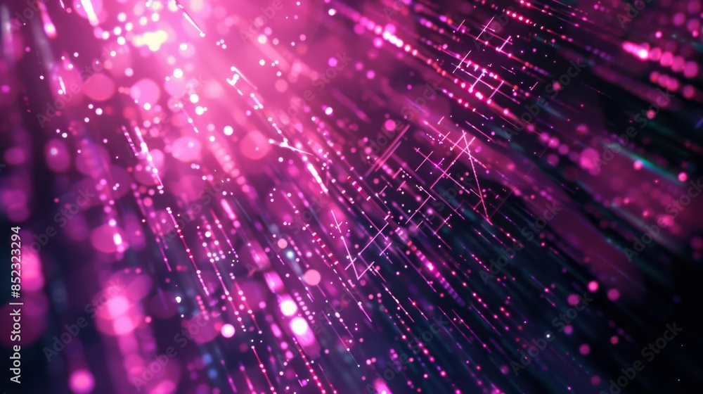 Looping animated background with fractal particles overlay and a pink ...