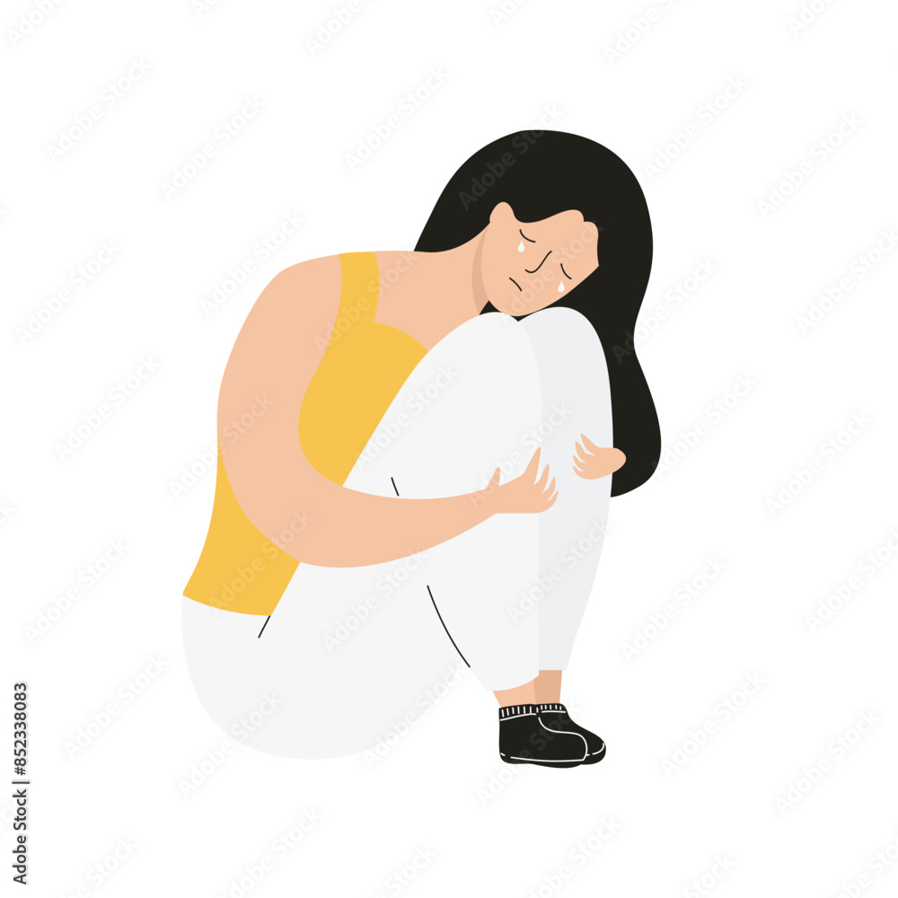 Illustration of sad and upset people crying, weeping and sobbing from ...