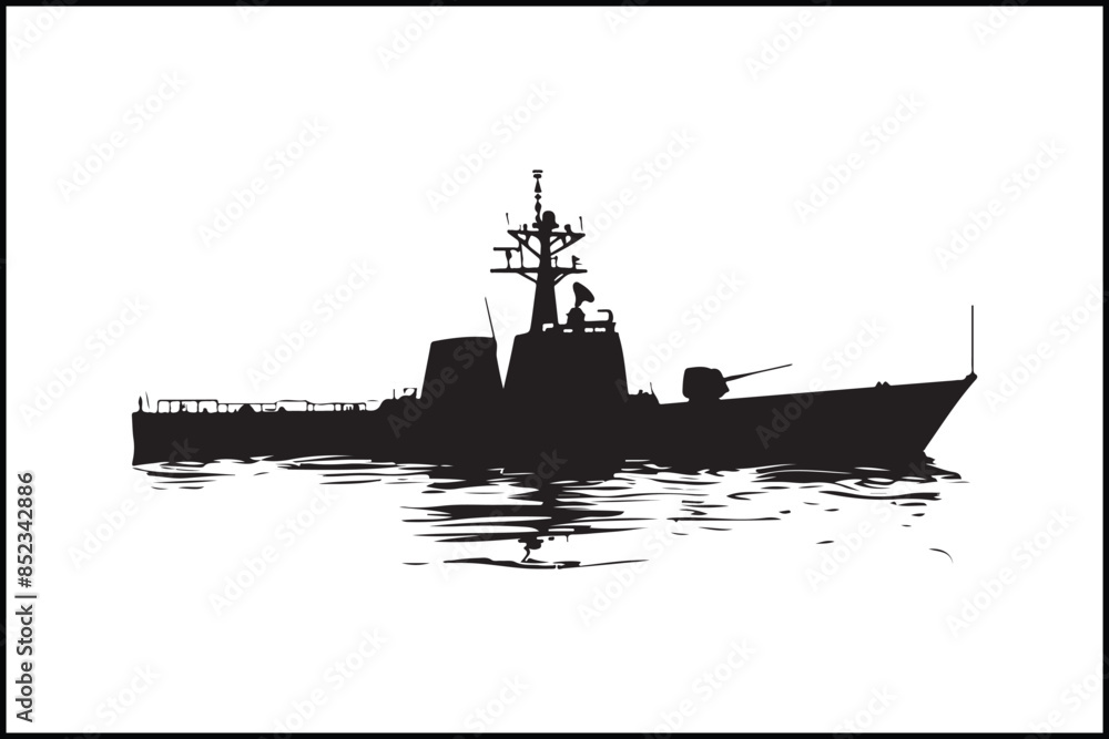 ASW Ship, Anti-Submarine Warfare, Military Ship, Naval Silhouette ...