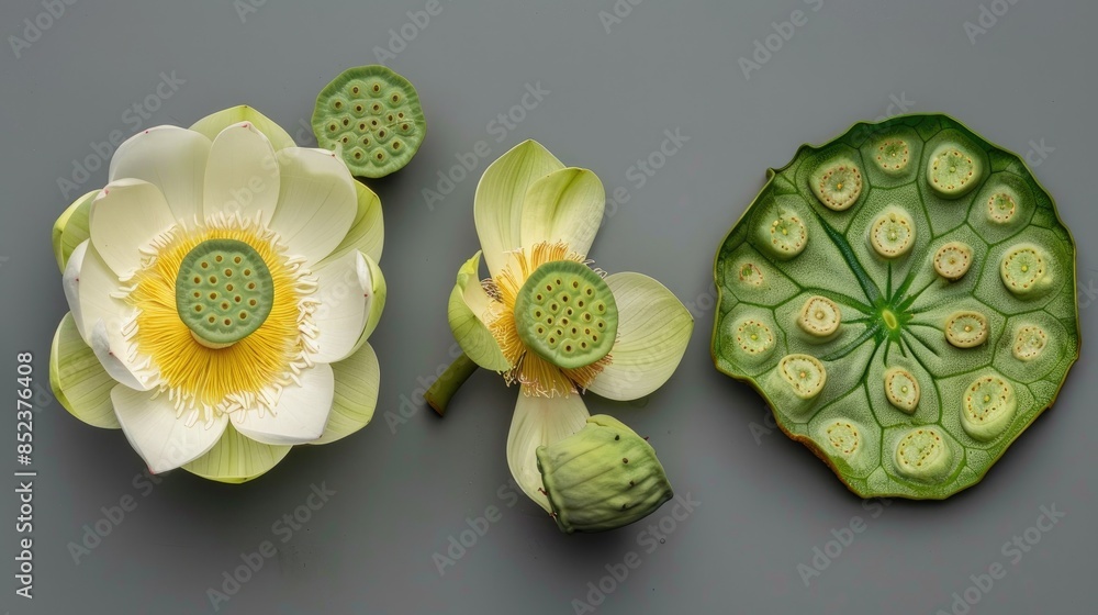 Lotus flower parts Nelumbo nucifera water lily Indian lotus member of ...