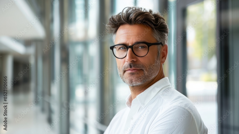 Handsome 45 years old gentle brown hair hispanic man, wearing glasses ...