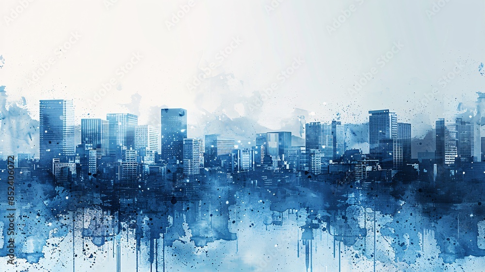 Blue city blueprint plans with architectural details, featuring ...