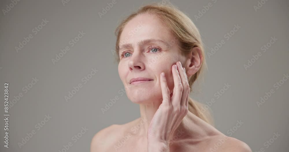 Real people - age, beauty, health and dry skin care concept - beautiful ...