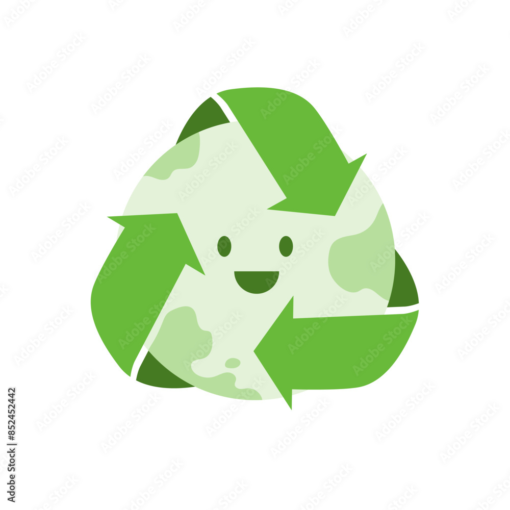 Green Planet Earth Recycle Symbol. Cartoon clipart illustration ...