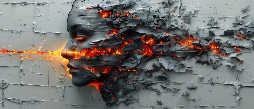 Cutout on plain background, Signs of rage personified through ...