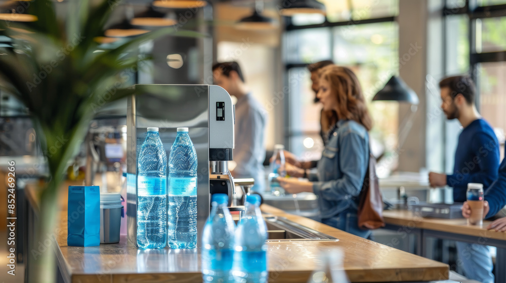 Office Water Dispenser Station Highlighting Employee Hydration and ...