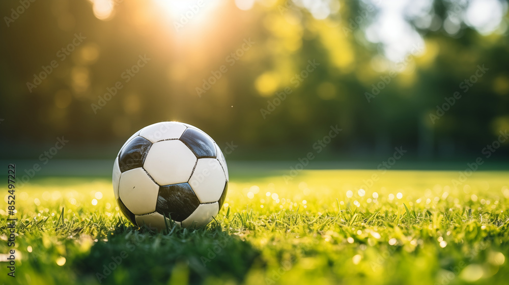 EM 2024 soccer Football. Soccer Ball on Lush Green Grass with Bokeh ...