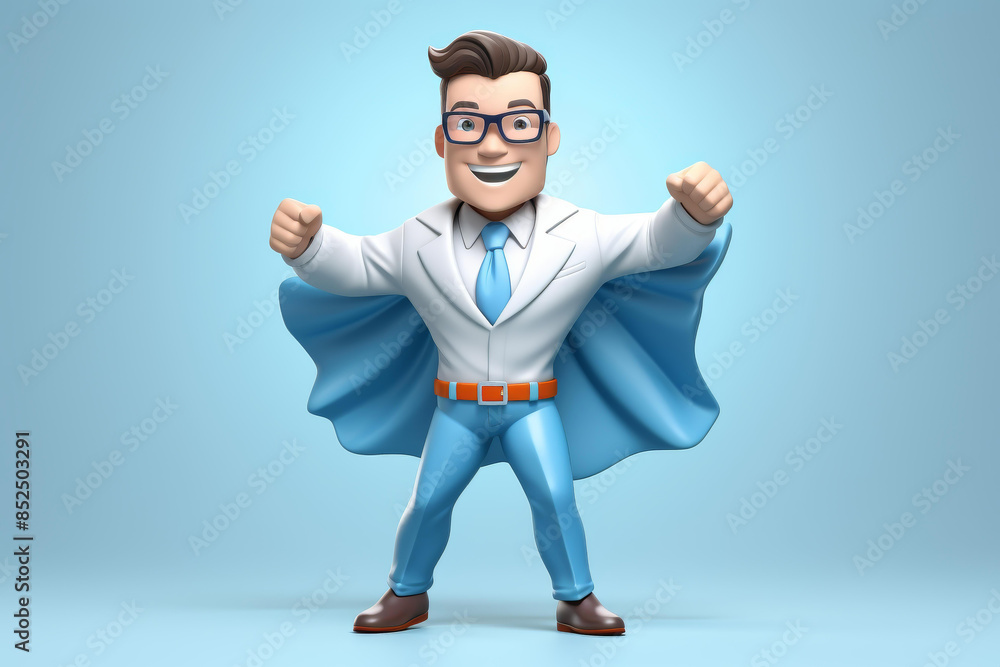 Adorable cartoon doctor character embraces superhero persona ...