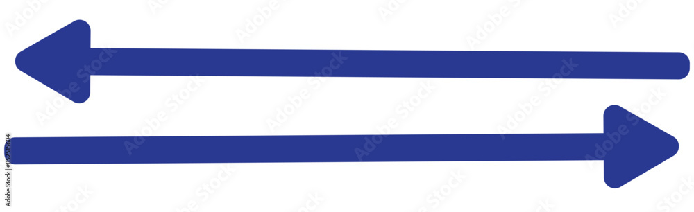 Horizontal long straight arrow signs. Black pointer, direction ...