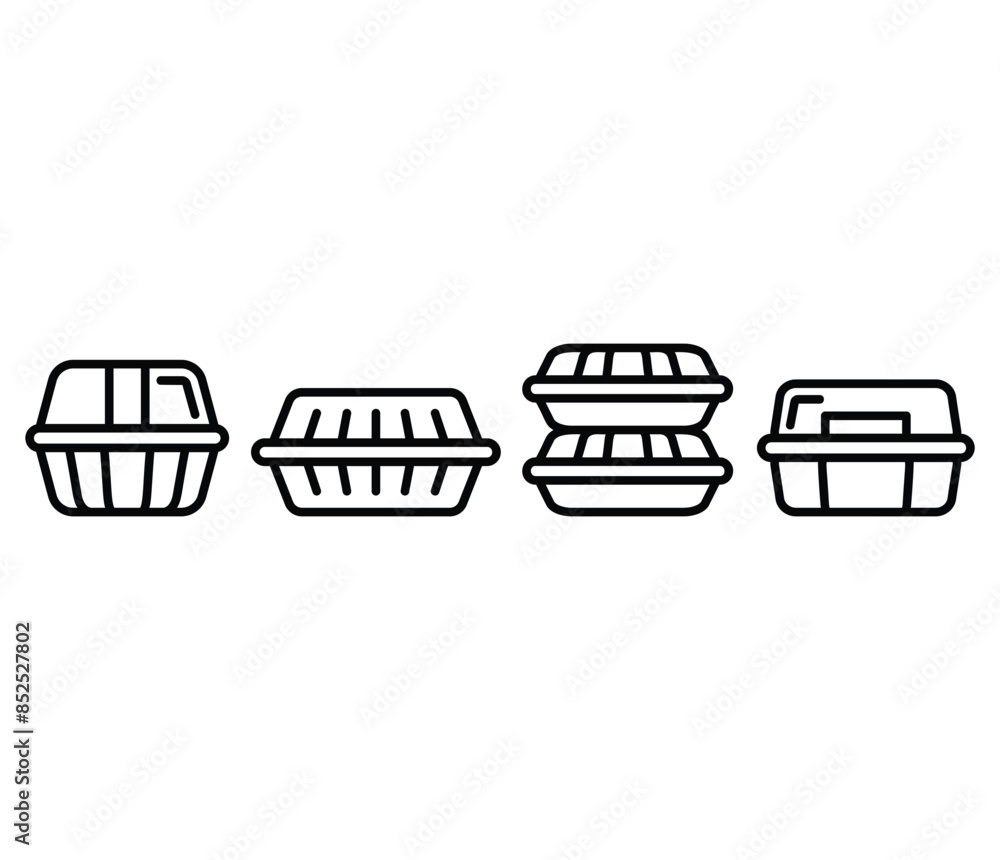 styrofoam meal box food icons symbol vector design simple line black ...