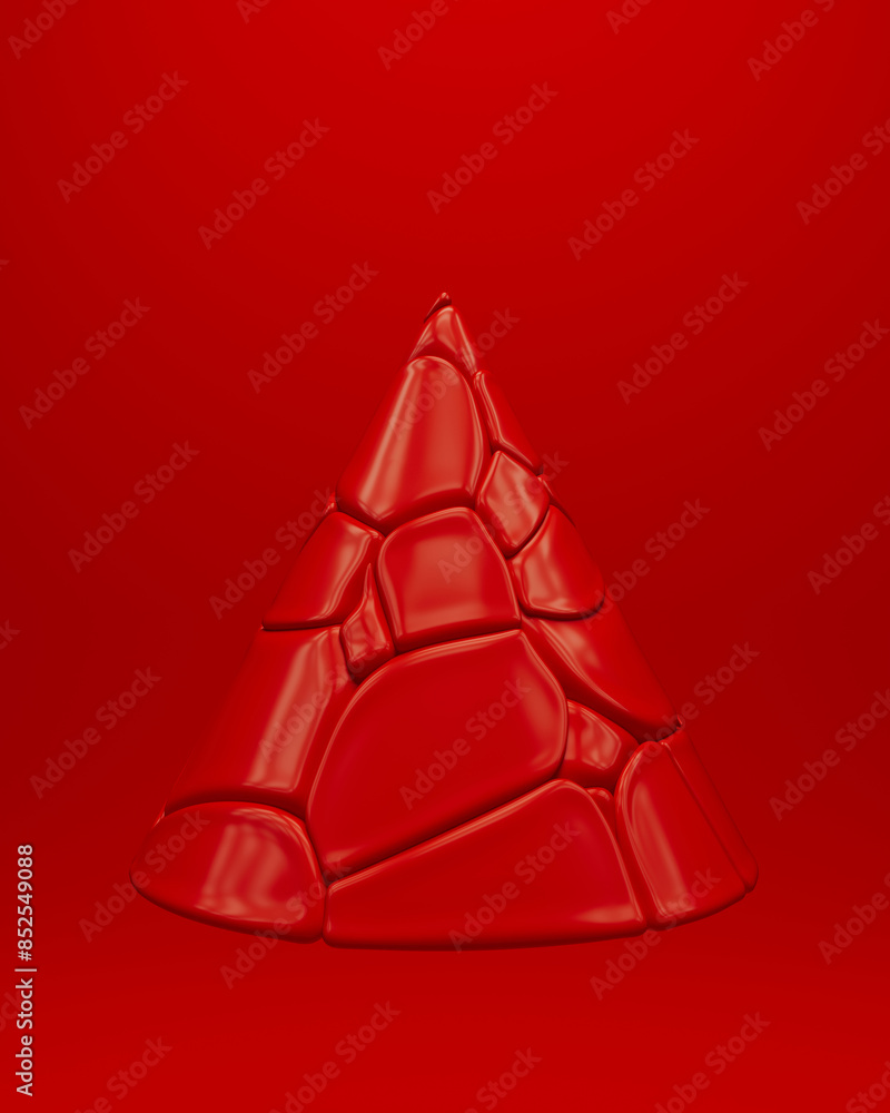 Red cone soft rounded fragments sections modern abstract background 3d ...