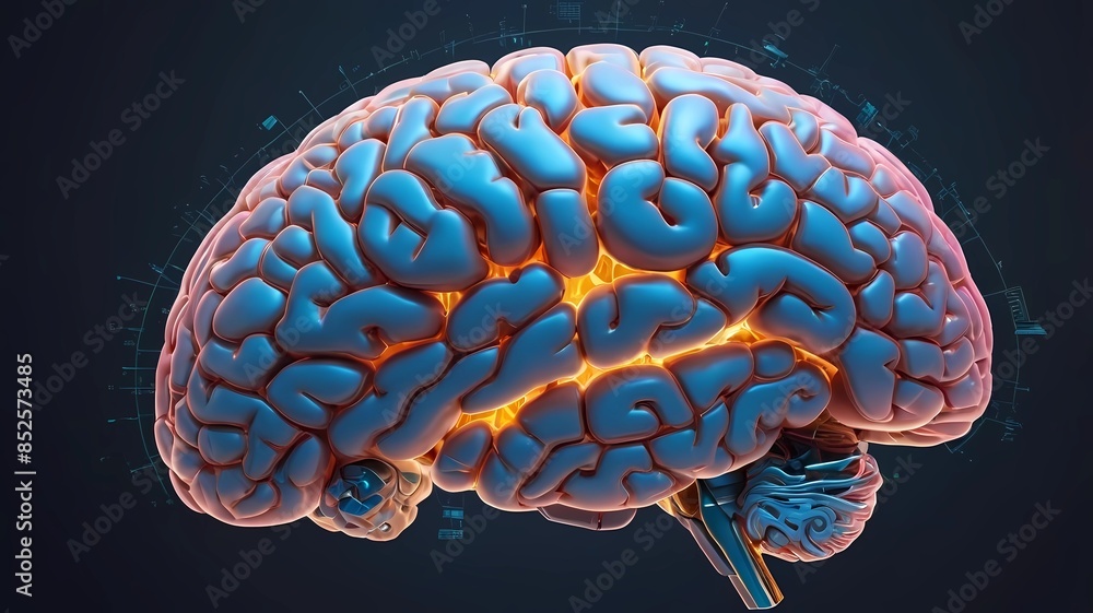 modern human brain and artificial intelligence technology. generate Ai ...