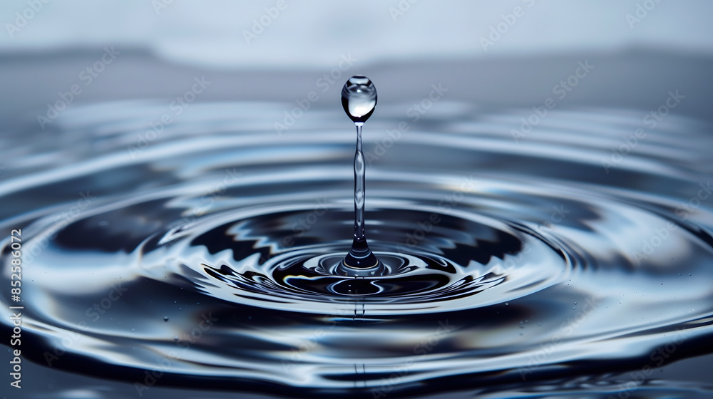 Drop of water falling into a puddle, creating a ripple effect ...