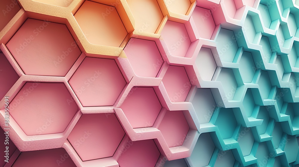 Minimalist octagons aligned in a grid on a pastel-colored background ...