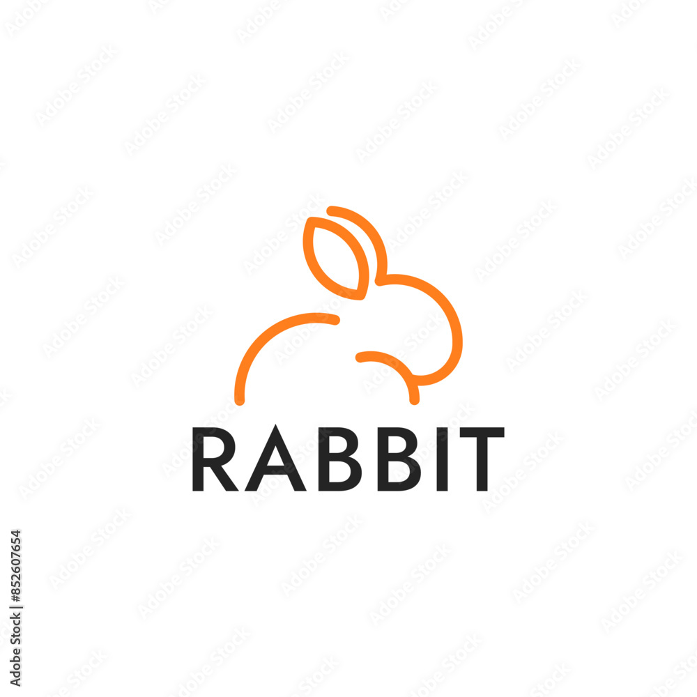 Rabbit logo template in outline style. Simple rabbit vector ...