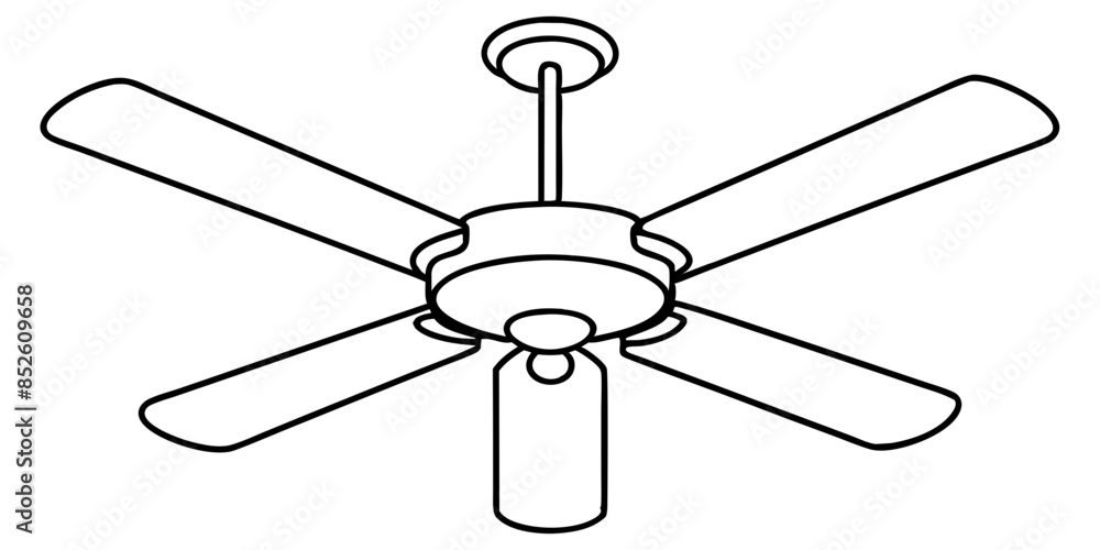 Black and white electric ceiling fan illustration, serving as a visual ...