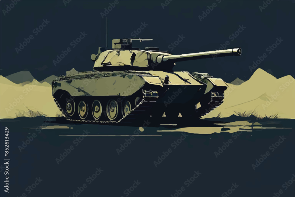Tank. Illustration of a Army tank on battlefield. A Battlefield ...
