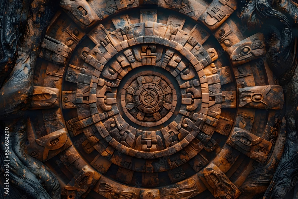 Mesmerizing Mayan Mandala Design with Spiraling Shapes,Hypnotic ...