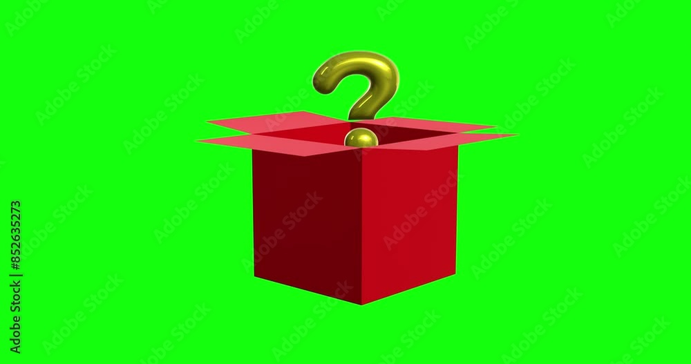 3d Mysterious Red Box with Question Mark on Green Screen Background,3d ...