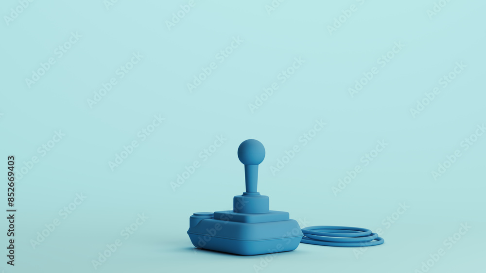 Blue joystick controller retro gaming device vintage buttons pale ...