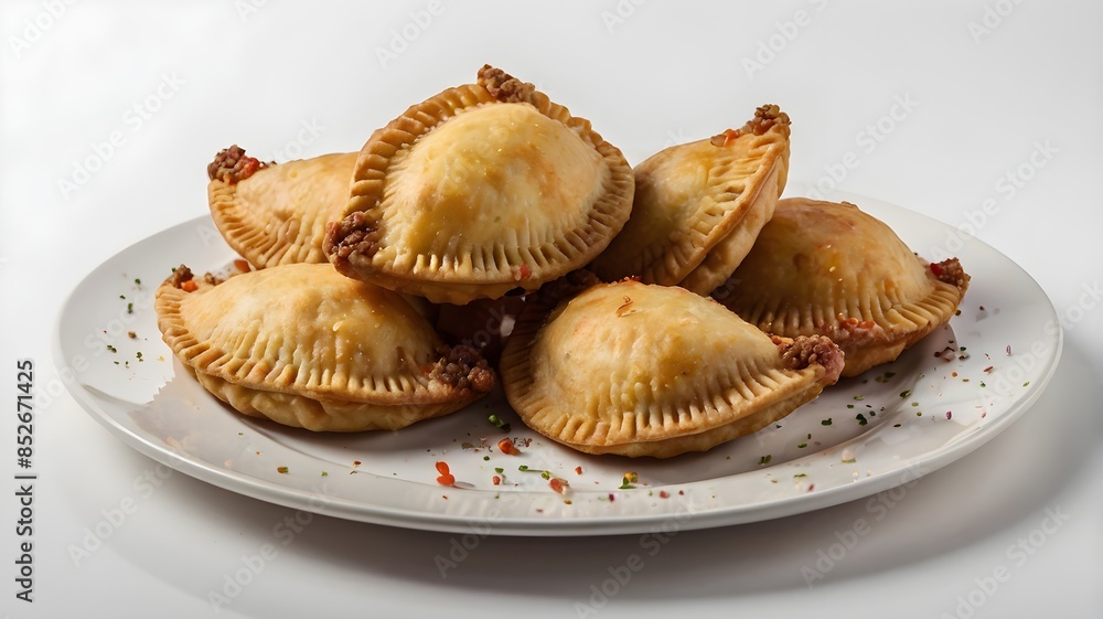 Delicious serving of golden empanadas filled with seasoned minced beef ...