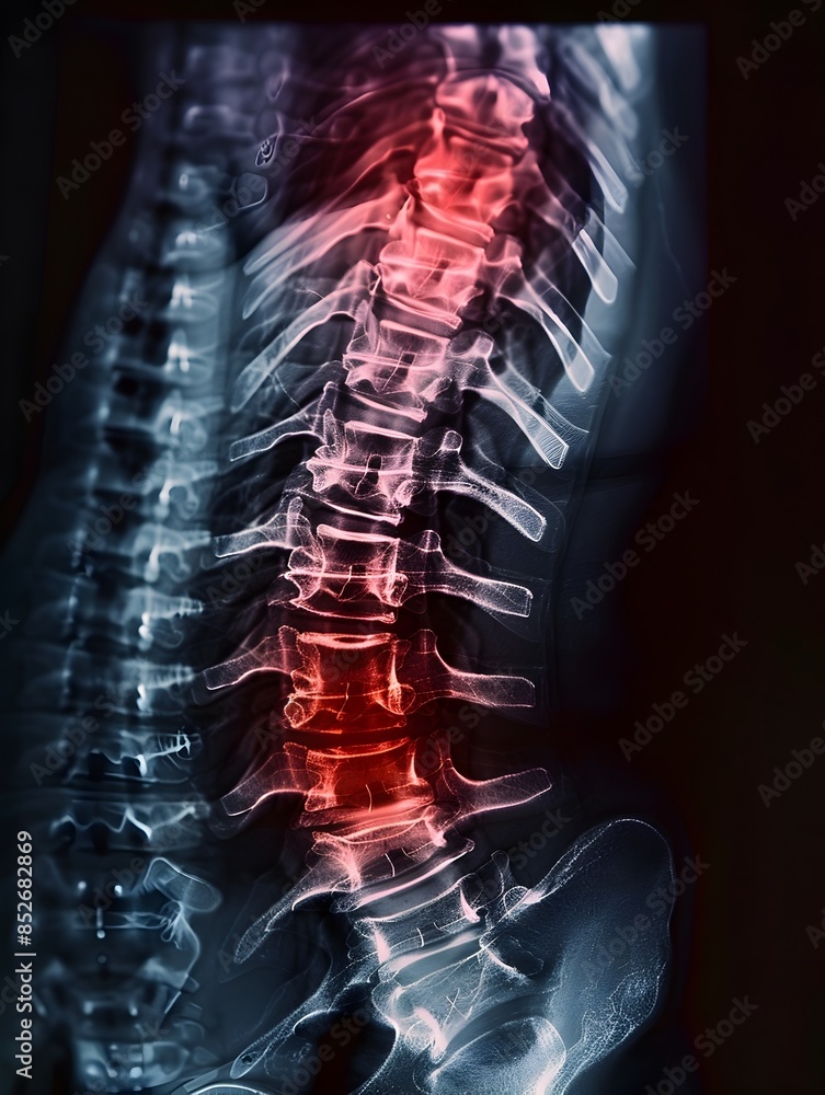 Detailed X ray Image of a Person s Back Highlighting Areas of Pain and ...